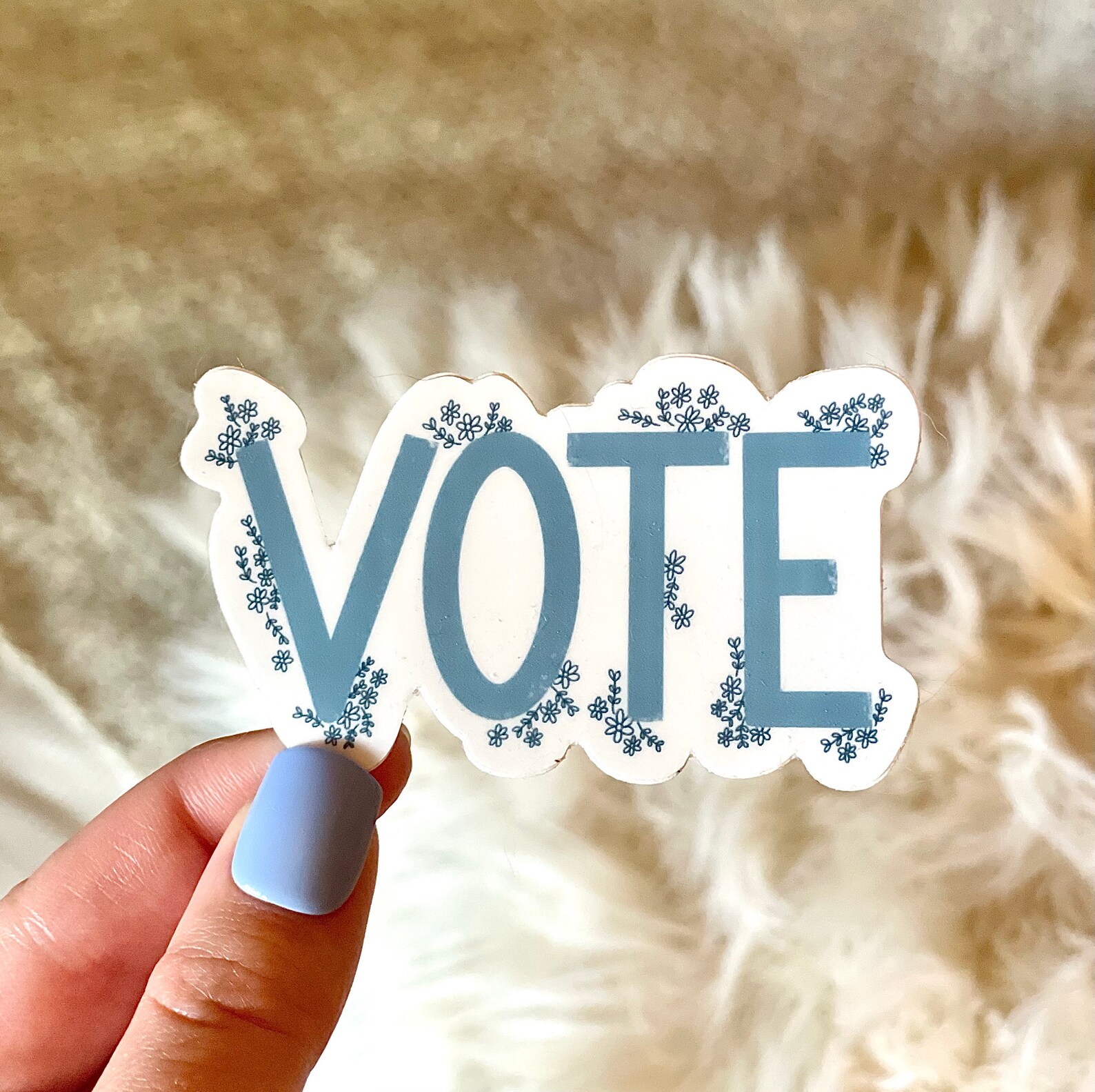 Vote Sticker Blue Floral Pattern - Etsy