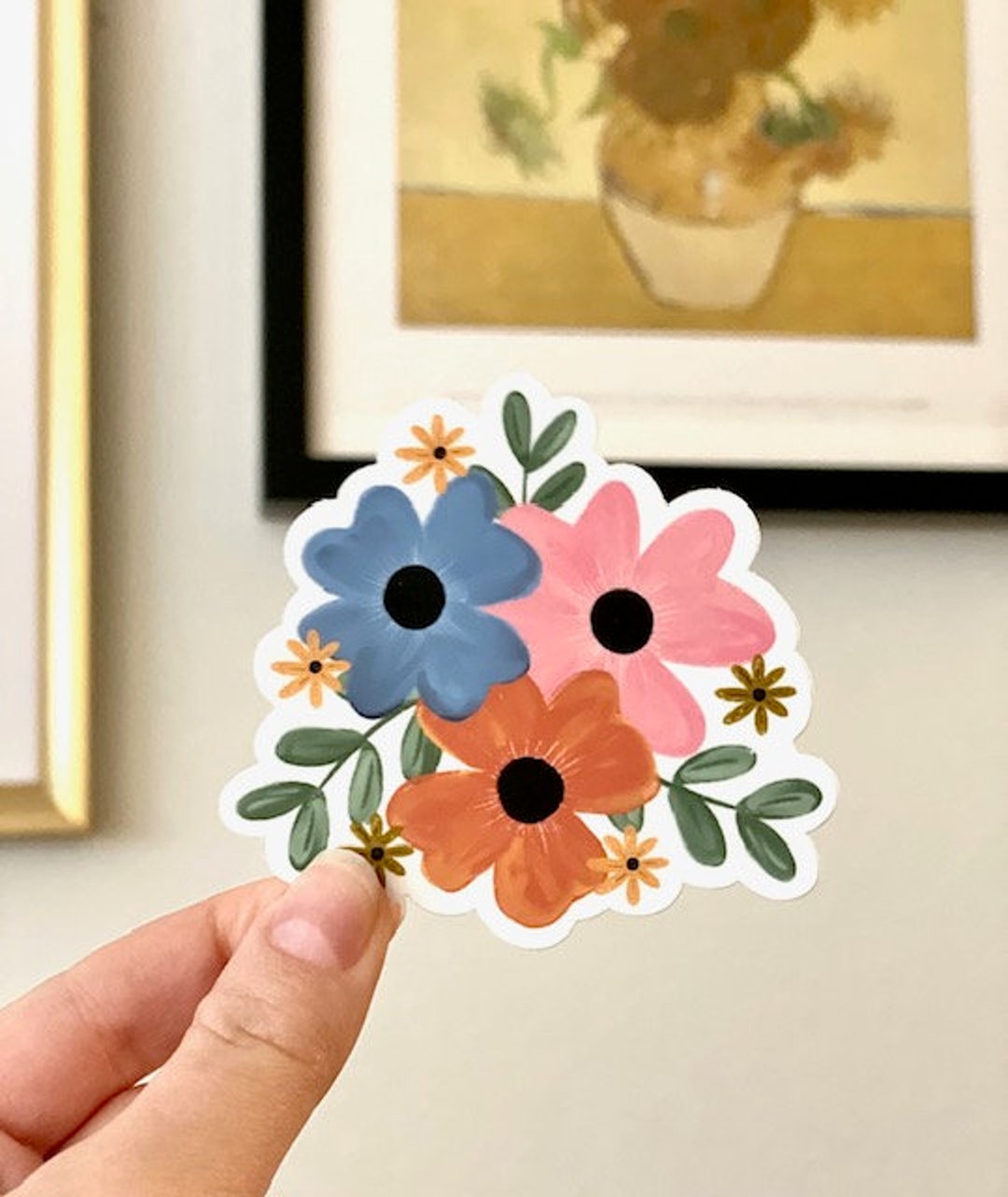 Red, Pink, and Blue Flower Sticker - Waterproof, Vinyl, Die-cut Sticker ...