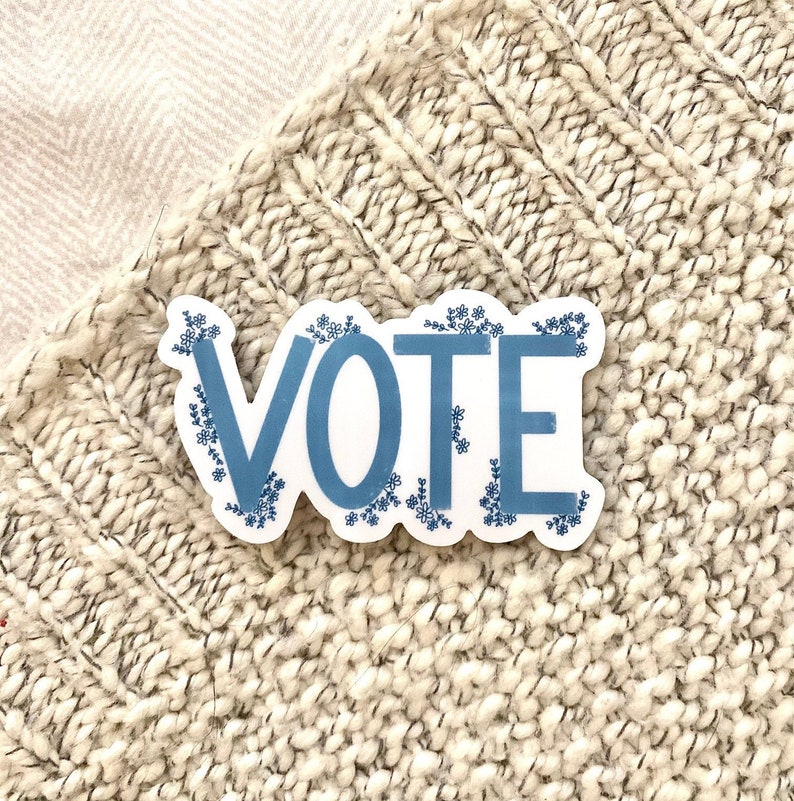 Vote Sticker Blue Floral Pattern - Etsy