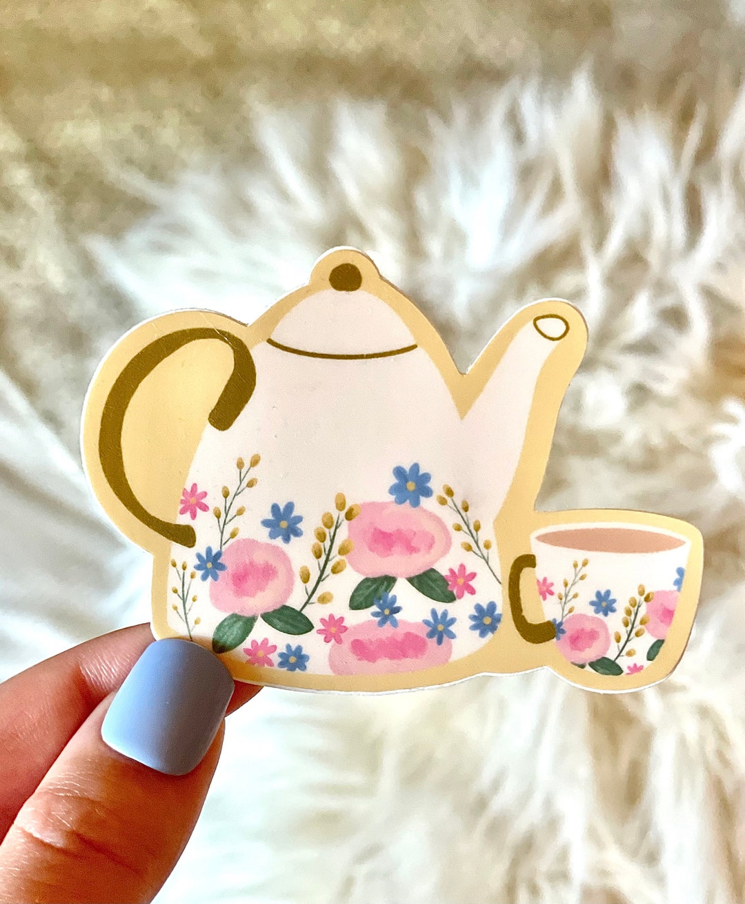 Floral Tea Sticker - Waterproof, Vinyl, Die-cut Sticker - Etsy