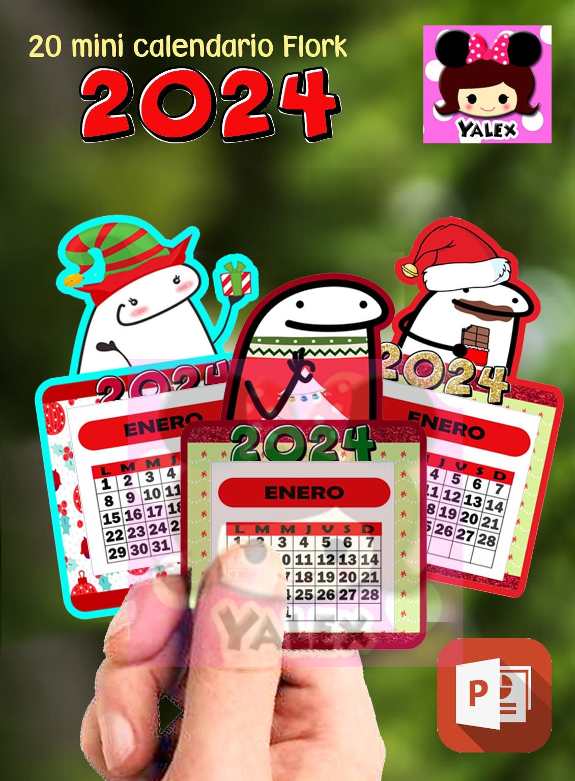 20 mini calendario 2024 Flork mignon power point pdf español - Etsy México