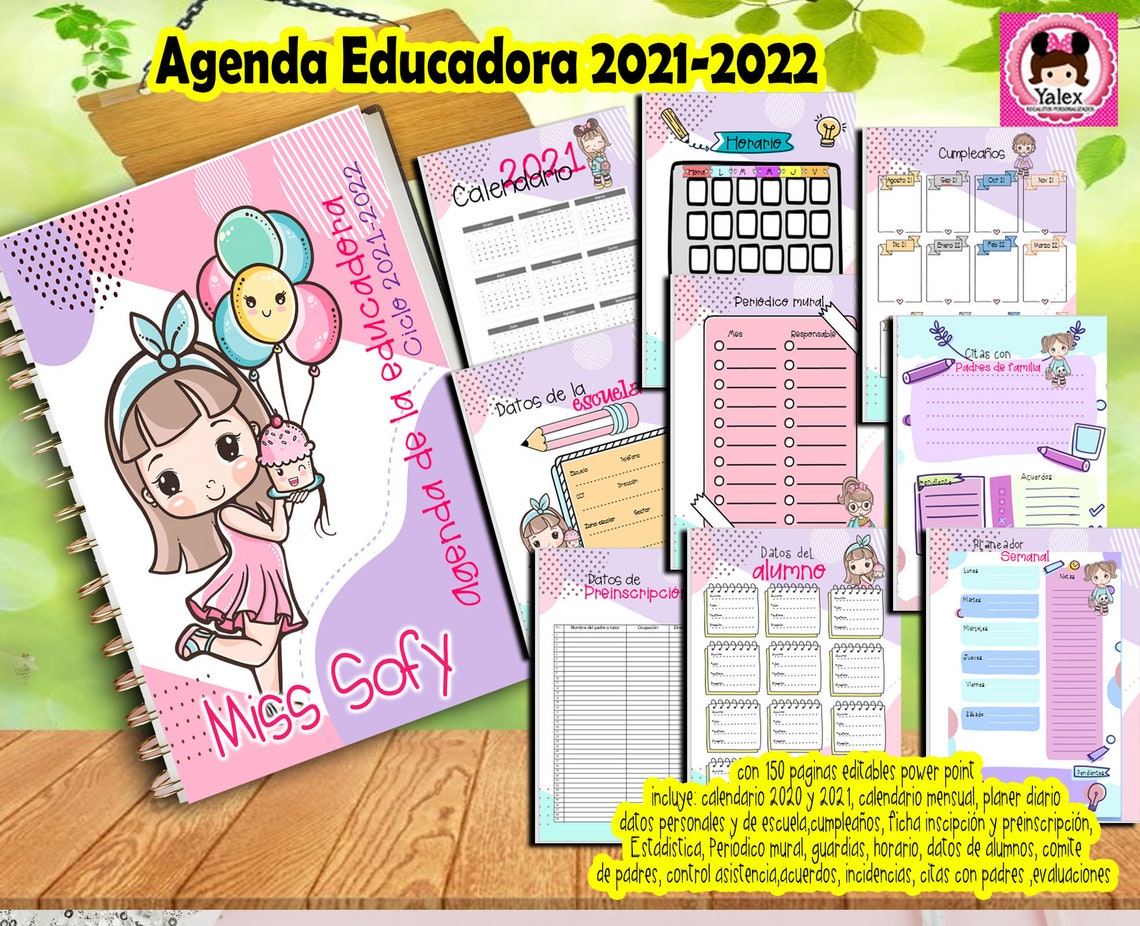Agenda educadora maestra docente 2021 2022 formato digital | Etsy