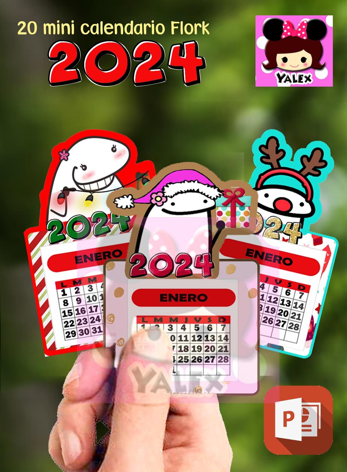 20 mini calendario 2024 Flork mignon power point pdf español - Etsy México