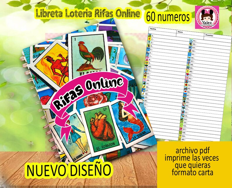 Mexican Lottery Notebook New Design 60 Numbers Lottery Raffle Sheet ...