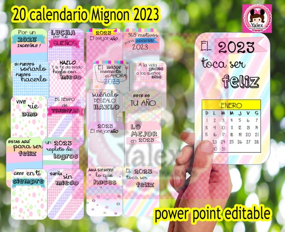 Calendar 2023 Mignon Mini Printable Kit Editable Spanish Power - Etsy