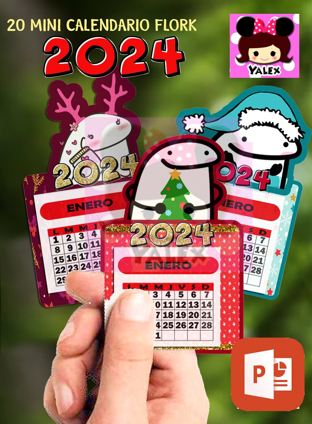 20 mini calendario 2024 Flork mignon power point pdf español - Etsy México