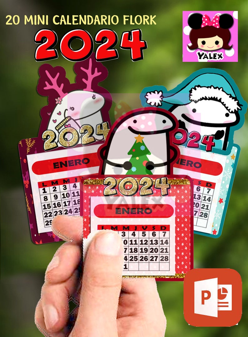 20 mini calendario 2024 Flork mignon power point pdf español - Etsy México