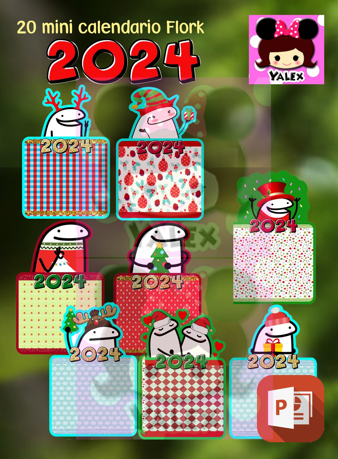 20 mini calendario 2024 Flork mignon power point pdf español - Etsy México