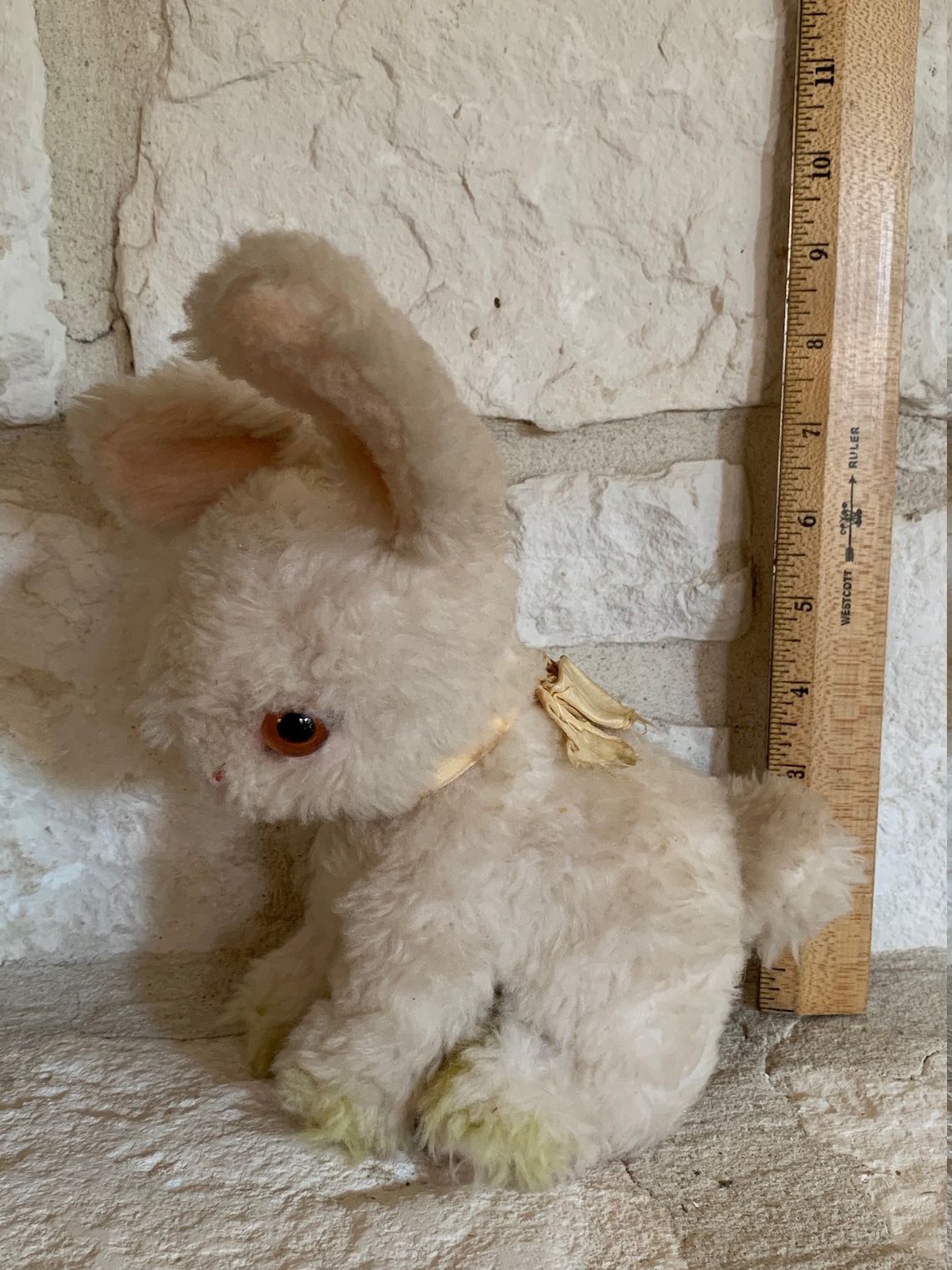 Vintage STEIFF Cosy Bunny Rabbit Seated Cream & Pink Plush - Etsy