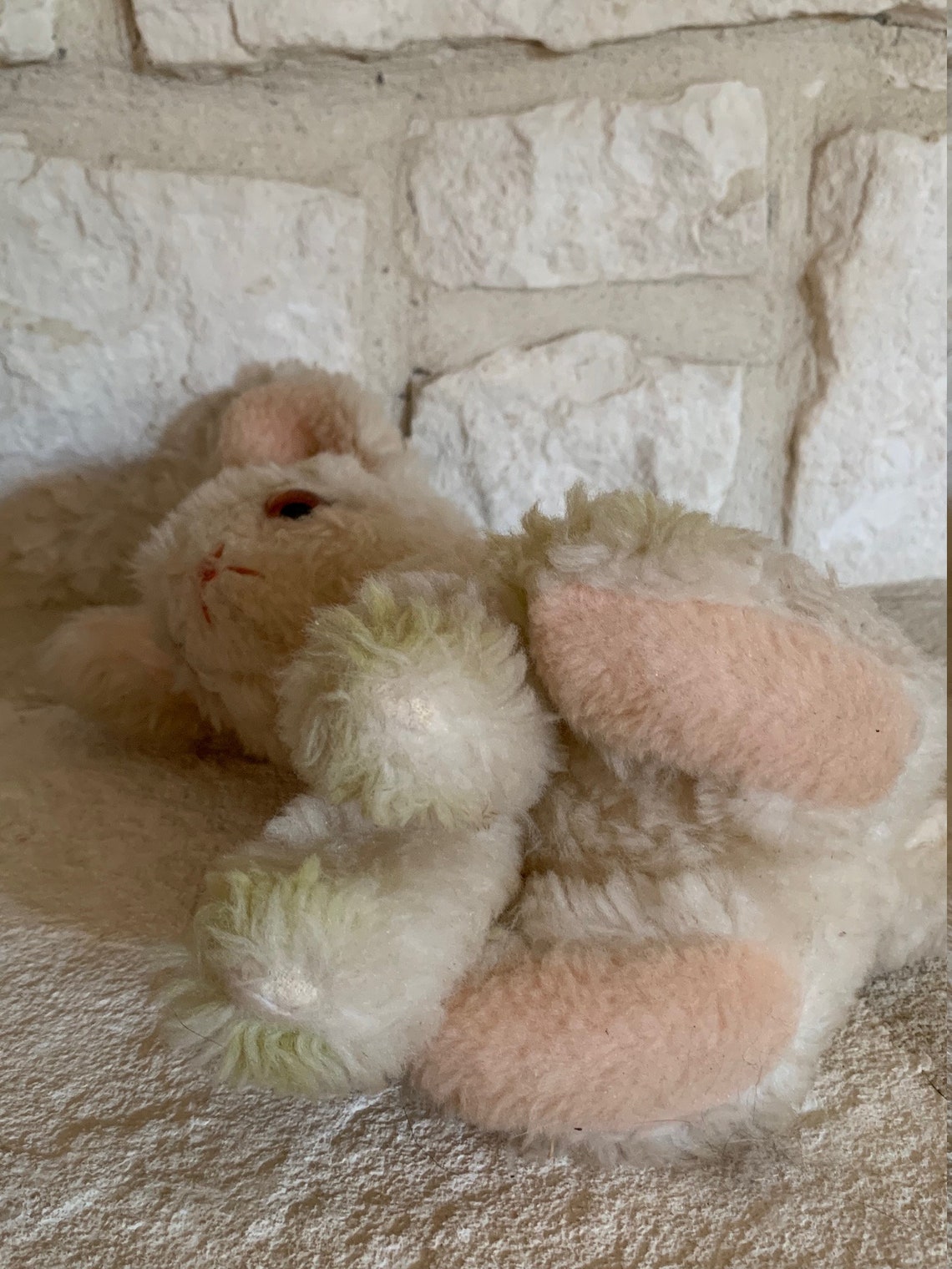 Vintage STEIFF Cosy Bunny Rabbit Seated Cream & Pink Plush - Etsy