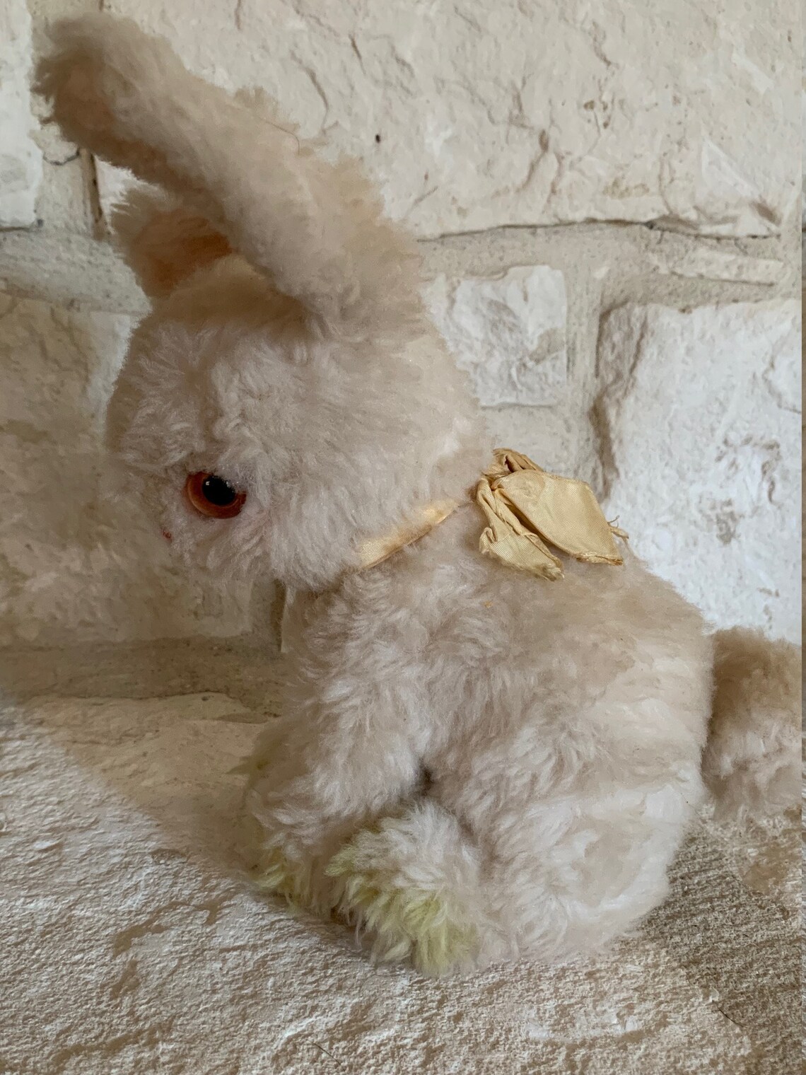 Vintage STEIFF Cosy Bunny Rabbit Seated Cream & Pink Plush - Etsy
