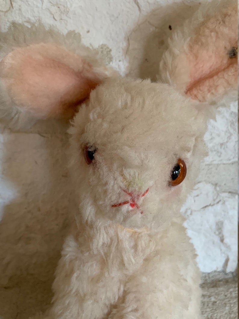 Vintage STEIFF Cosy Bunny Rabbit Seated Cream & Pink Plush - Etsy