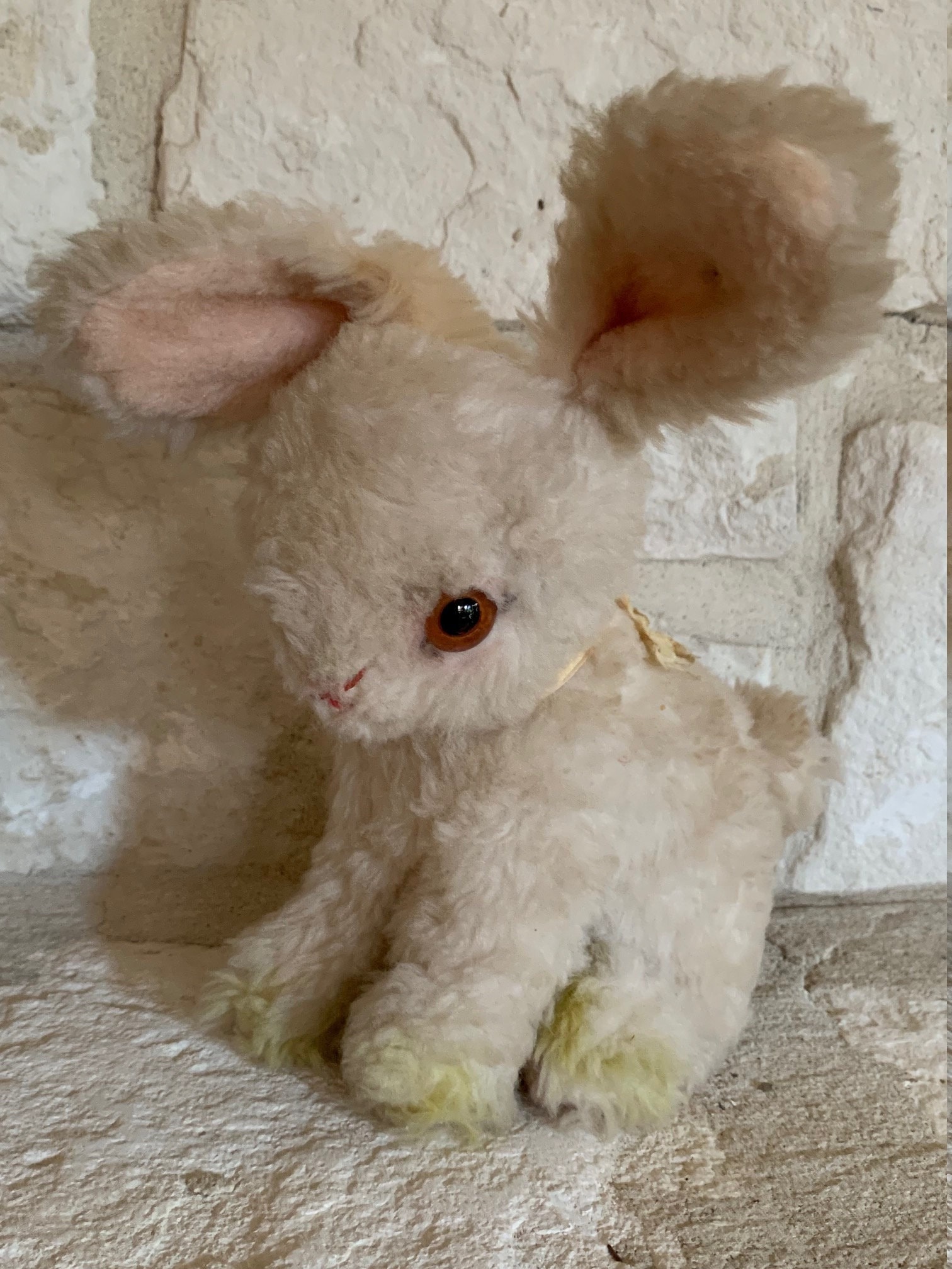 Vintage STEIFF Cosy Bunny Rabbit Seated Cream & Pink Plush - Etsy