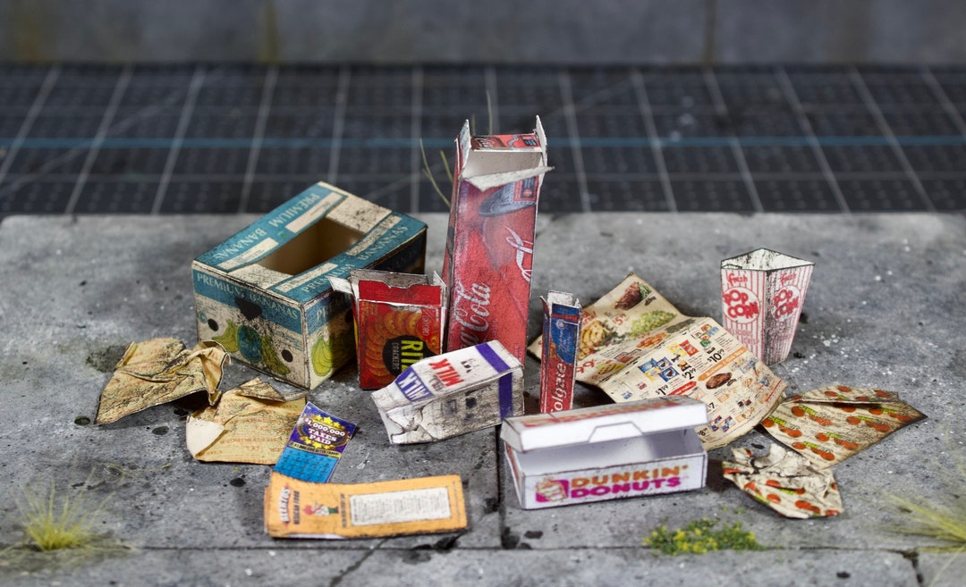 14 Piece Miniature Trash Set - Etsy