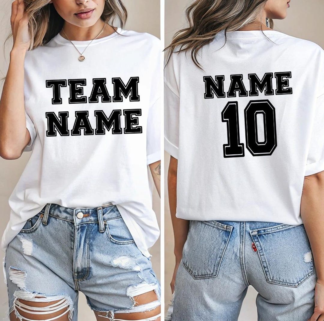 Custom Sports T-shirt Front Back Name and Number, Your Team Your Name ...