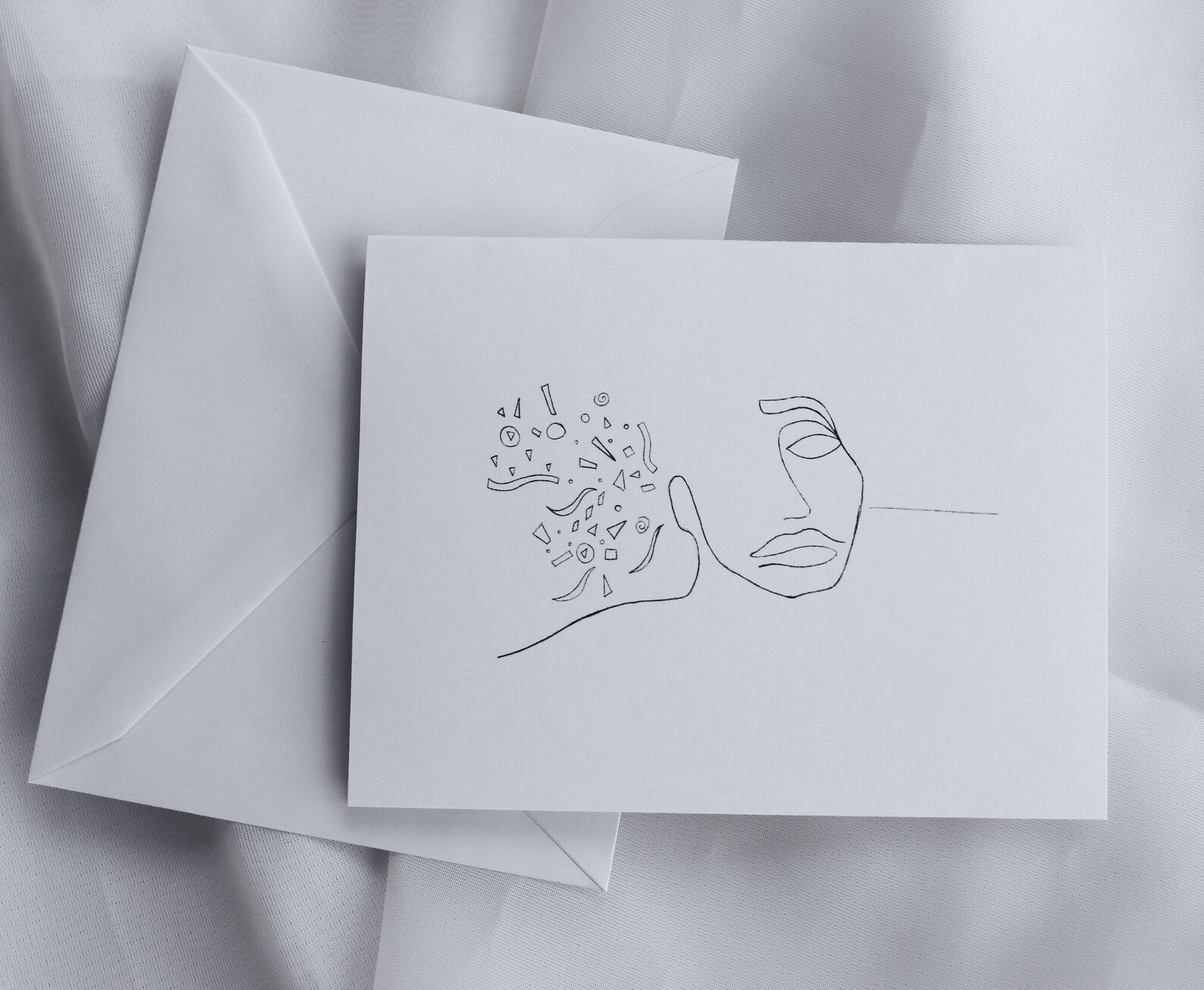 Line Art Note Cards- Blank Cards With Envelopes, Set of 6 Cardstock ...