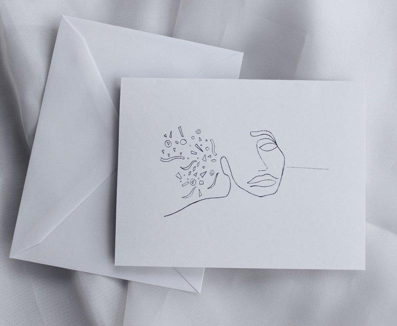Line Art Note Cards- Blank Cards With Envelopes, Set of 6 Cardstock ...