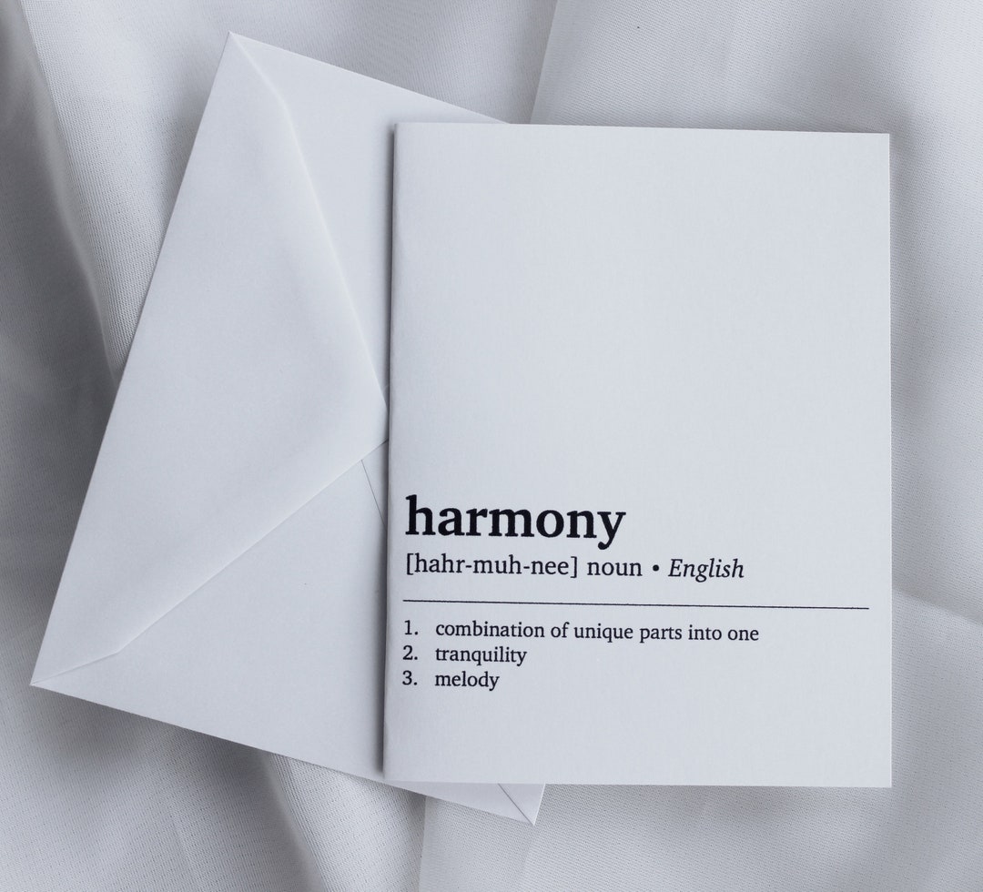 Definition Cardstock Note Card Set - Harmony Theme, Set of 6 - Etsy