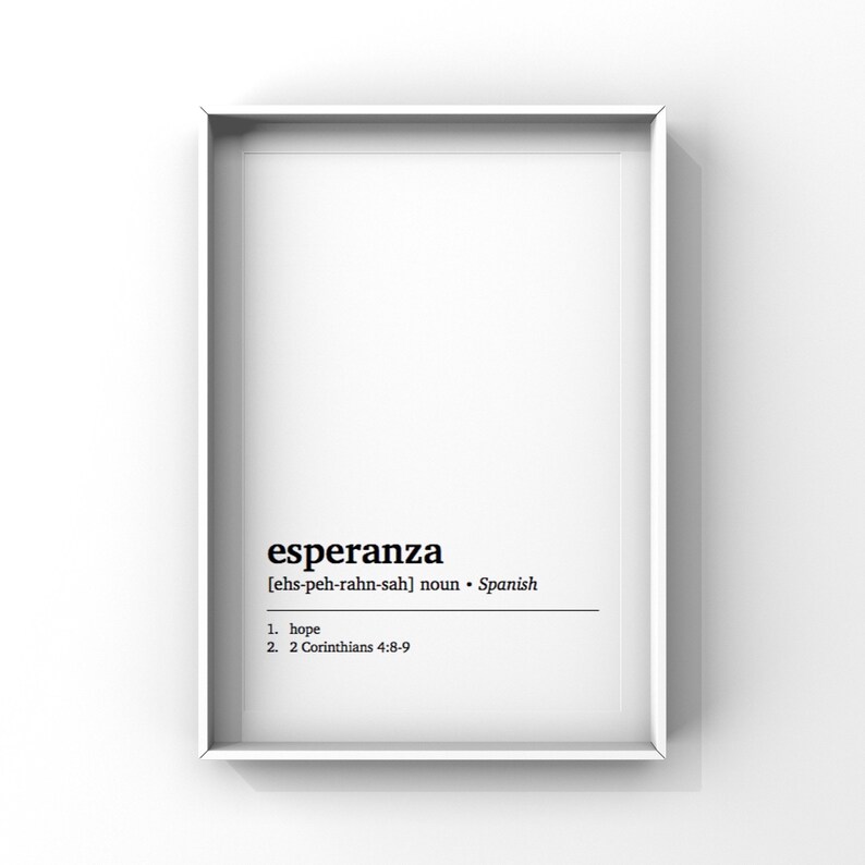Esperanza (hope) Definition Poster - Etsy