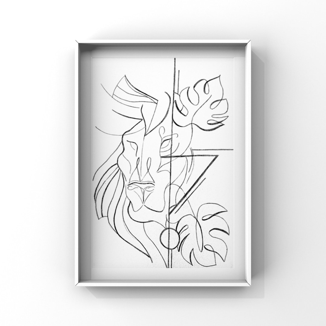 Lion Line Art Print - Etsy