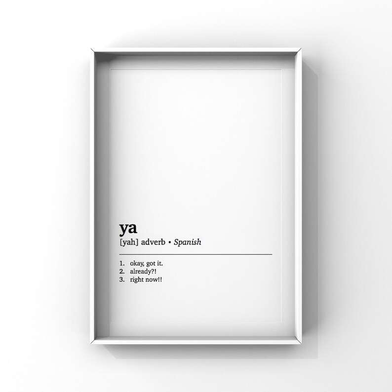 Ya Definition Print - Etsy