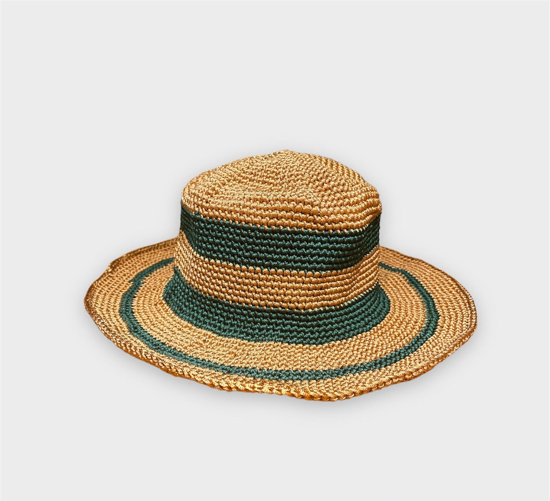 My Mum Made It Foldable Tall Straw Hat Green Stripe - Etsy