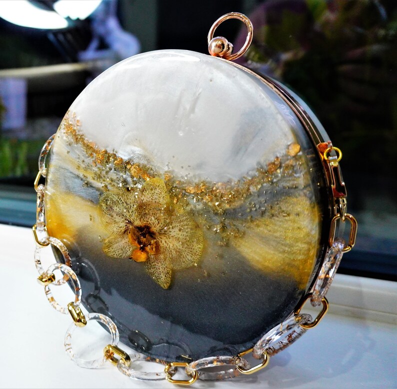 Unique Epoxy Resin Handbag With Real Orchid Flower Artistic - Etsy