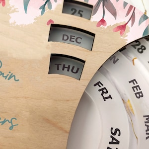 Perpetual Wall Calendar Wood Round Perpetual Calendar With Flowers ...