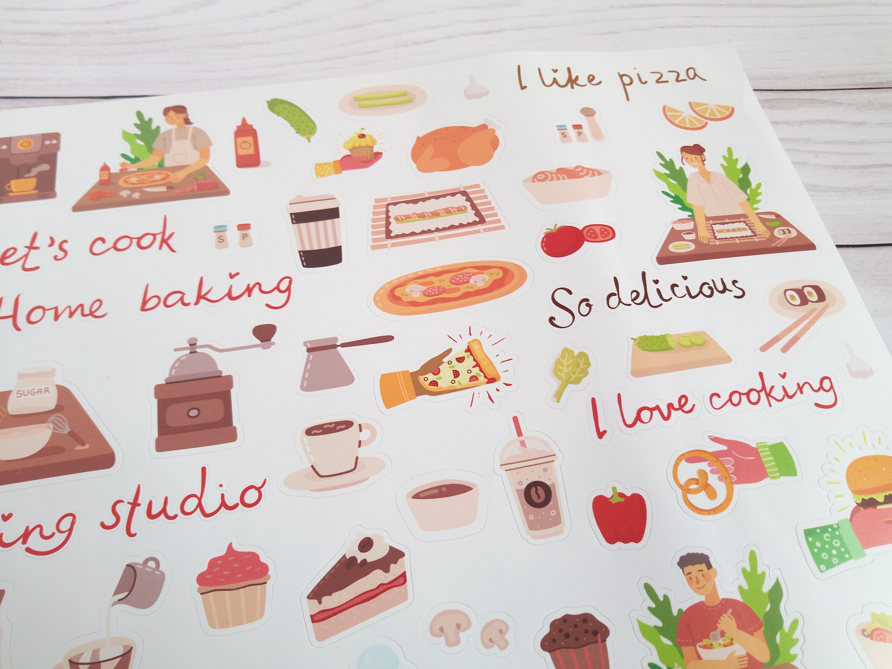 Food & Drinks stickers A4 Scrapbooking stickers Set of | Etsy
