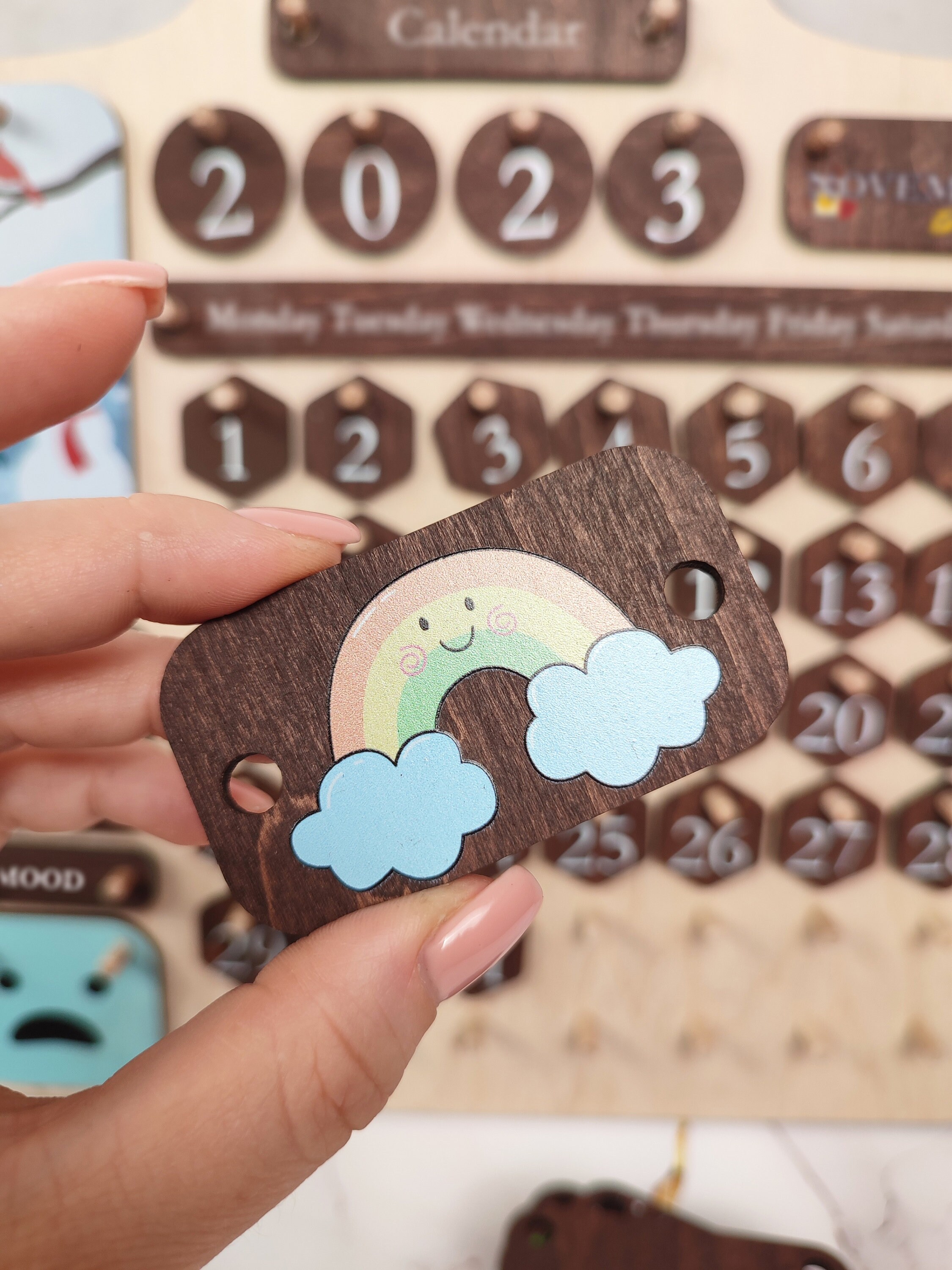 Wooden Calendar for Kids Perpetual Calendar Classroom Calendar Toddlers ...