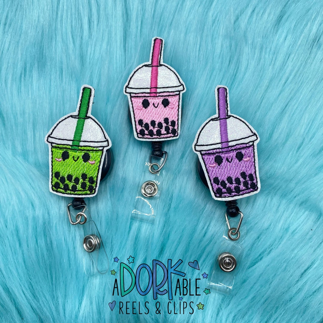 Boba Tea Badge Reel, ID Badge, Badge Holder, Nurse Badge, RN Badge ...