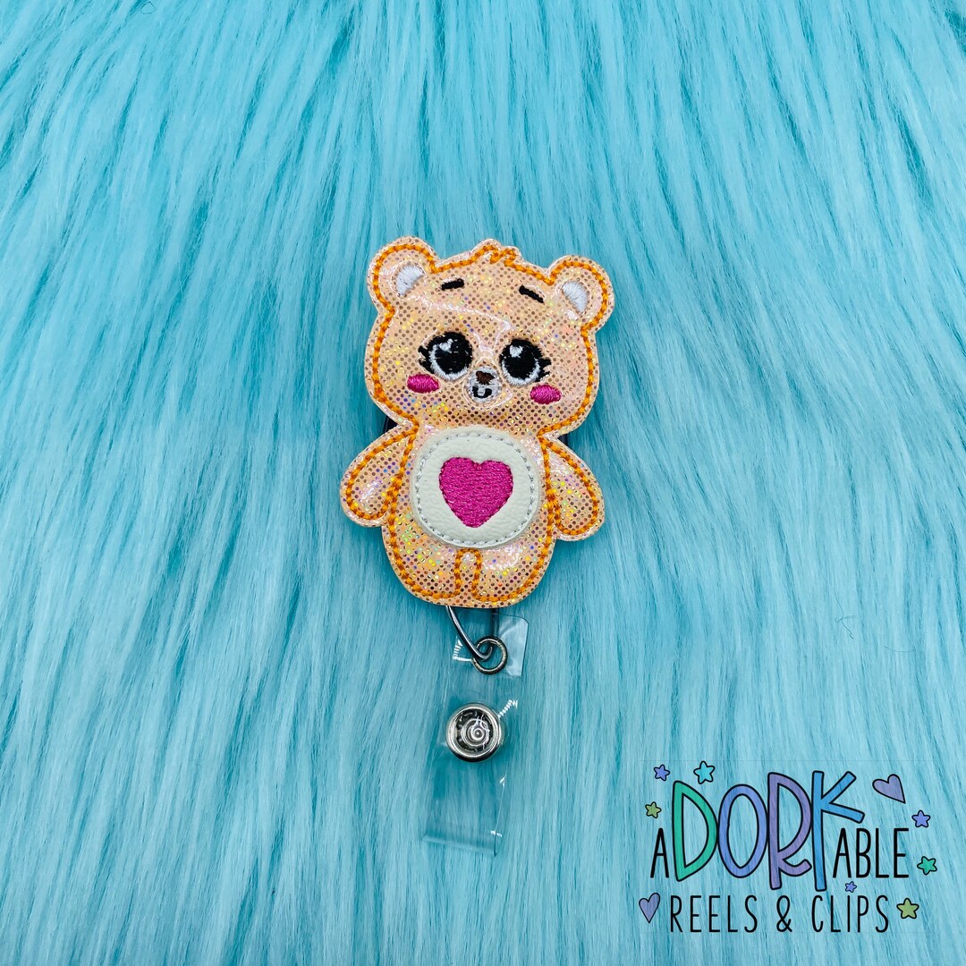 Heart Caring Bear Cartoon Nurse Badge Reel, ID Badge, Badge Holder ...