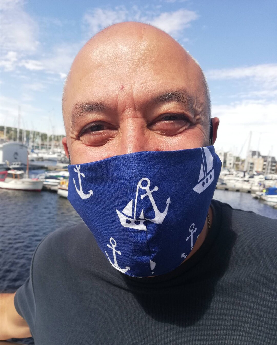 Royal Blue Nautical Anchor and Boats Face Mask Maritime FREE - Etsy