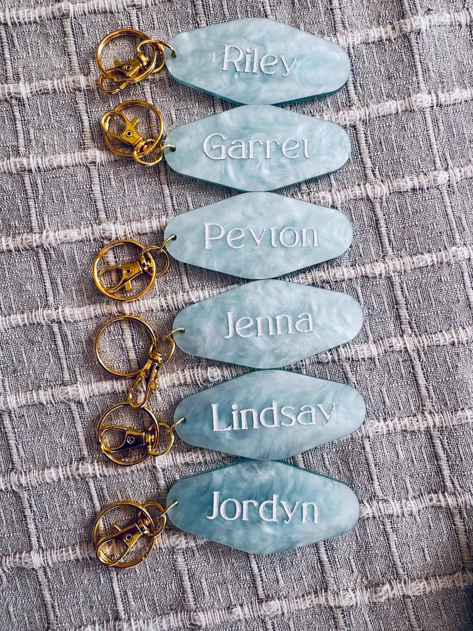 Personalized Baby Blue Pearl Acrylic Keychain: Retro Motel Style - Etsy
