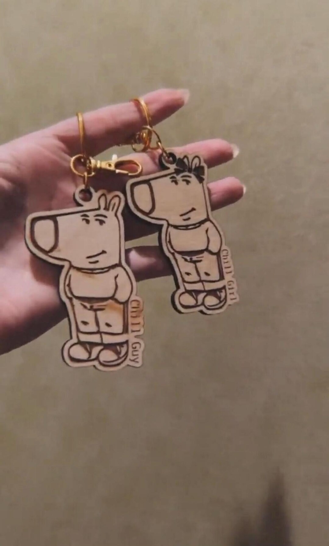 Wooden Chill Guy Keychain – Meme-inspired Handcrafted Keychain – Cool ...