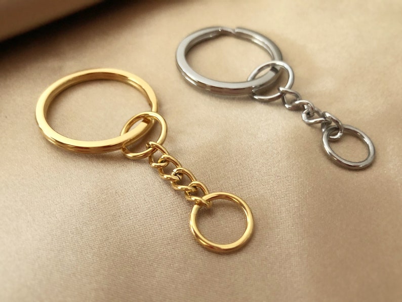 Keyring With Chain Link Polished Stainless Steel Key Chain - Etsy