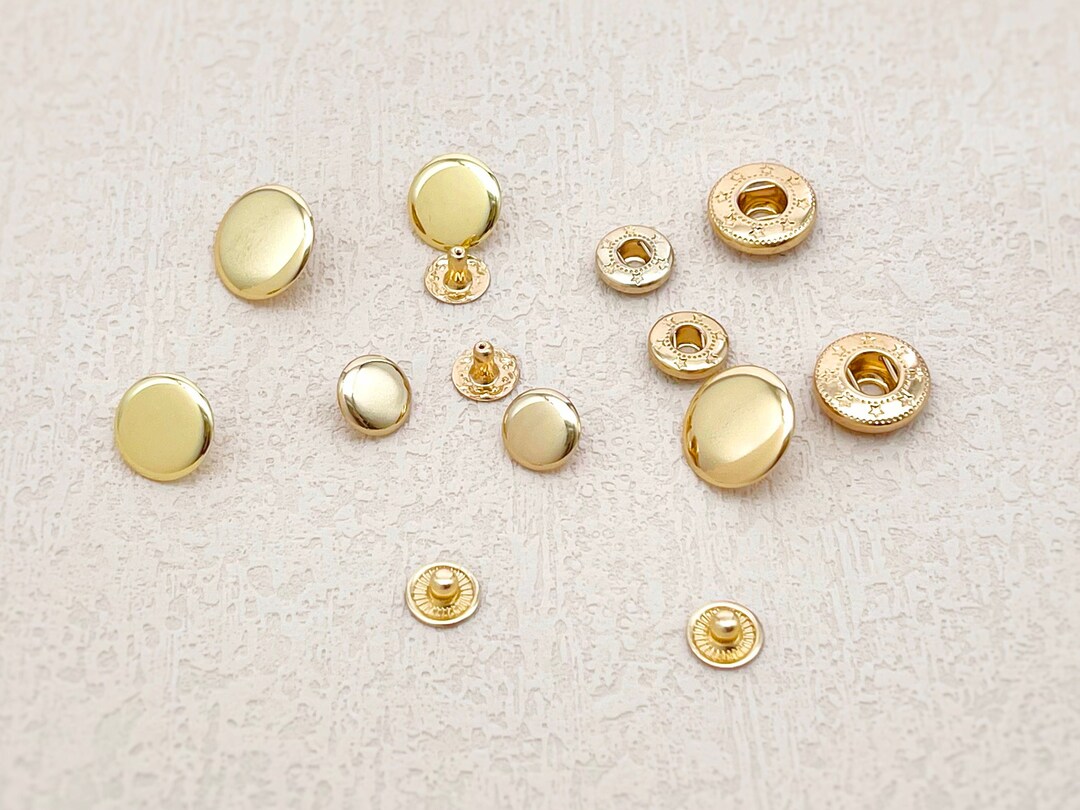 Polished Brass Snap Fasteners: Light Gold Metal Snaps (10mm 12.5mm 15mm ...