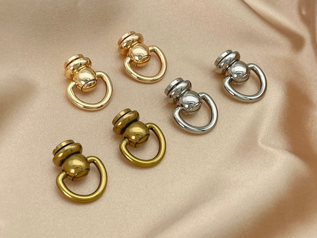 2 X Brass Chicago Screw With Ring, Screw Rivets With Swivel D-ring, Bag ...