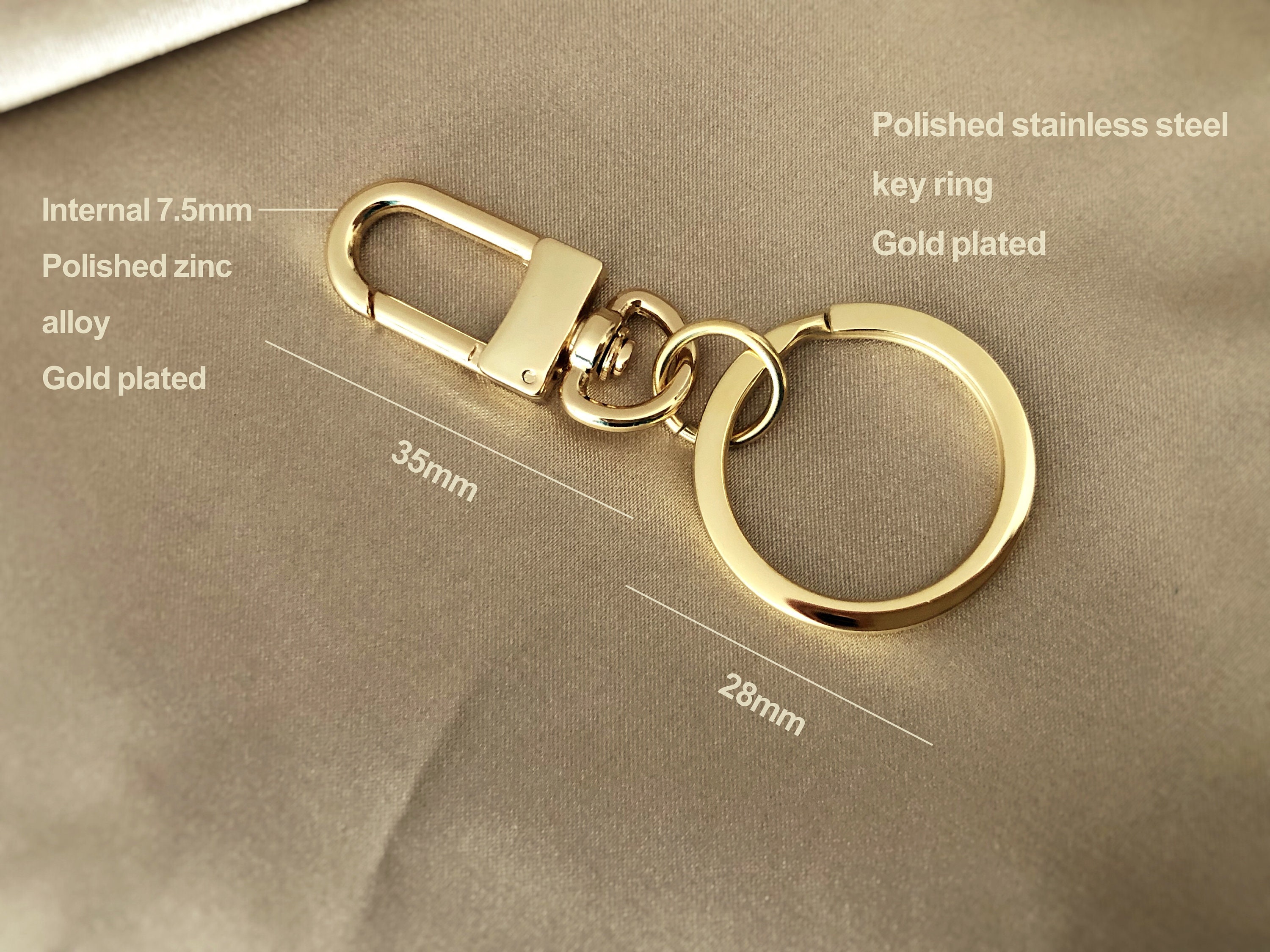 KEYRING With SWIVEL CLASP Polished Small Size Key Fob | Etsy