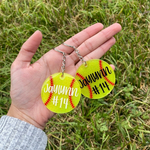 Softball Keychain - Etsy