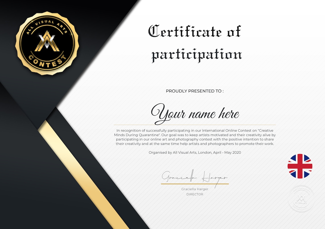 Certificado de todas las artes visuales Mentes creativas durante la ...