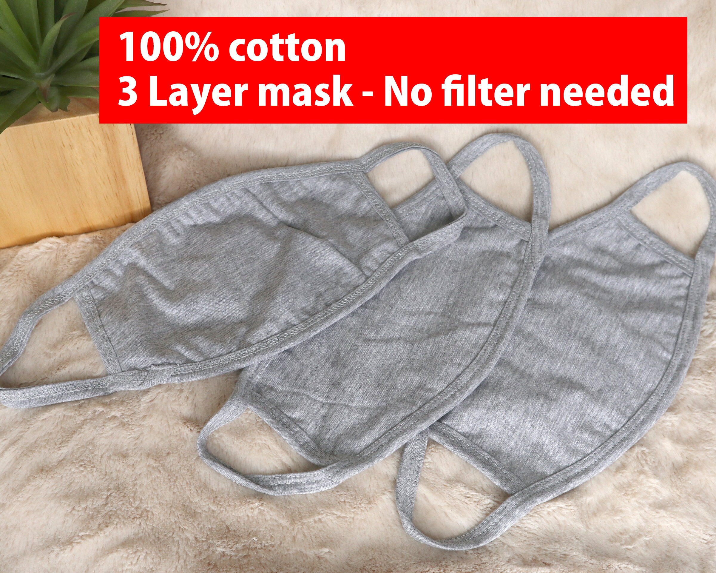 3 Layer 100 Cotton Fabric Face Masks Washable And Reusable Made In