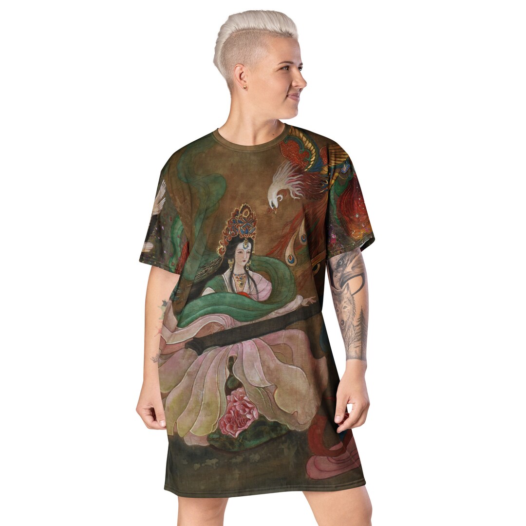 Eastern Jin Empress Yu Wenjun Playing Guzheng T-shirt Dress | Chinese ...