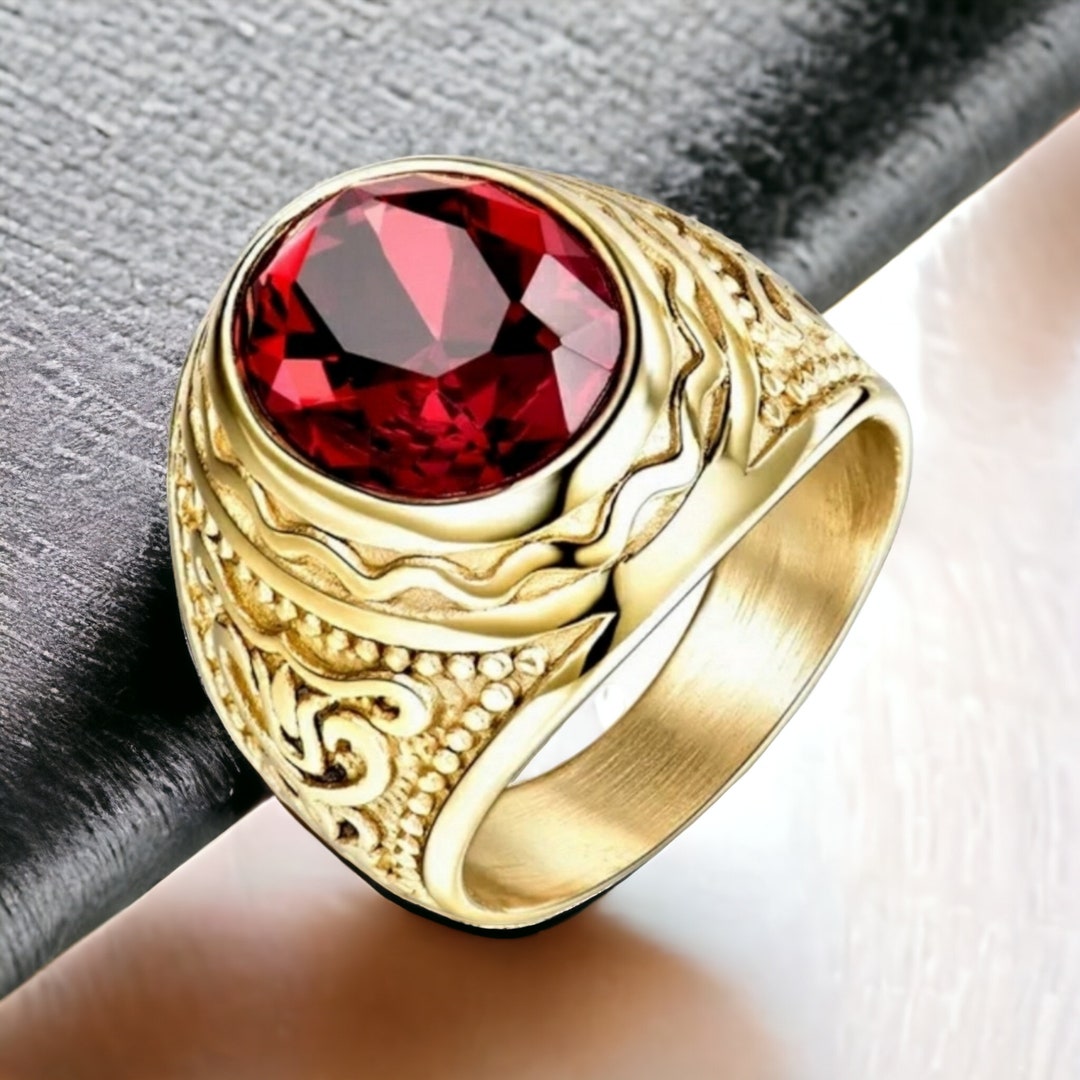 Garnet Gem Men's Ring, 925 Sterling Silver, AAA Quality Garnet Ring ...