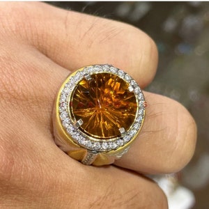 Citrine Men Gold Plated Ring 925 Sterling Silver AAA Quality - Etsy