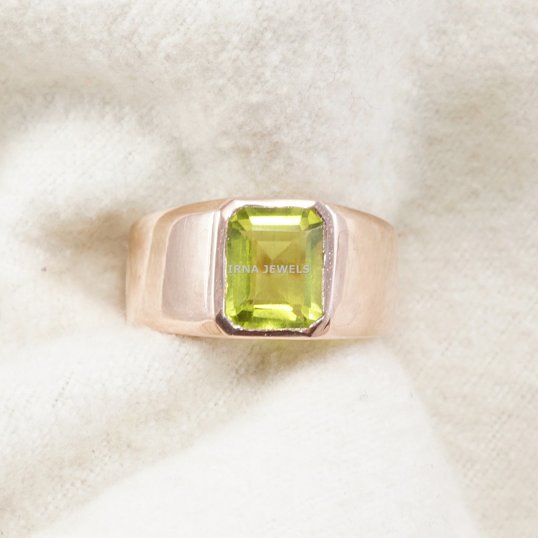 Peridot Men's Ring, Solid 925 Sterling Silver, AAA Quality Peridot Ring ...