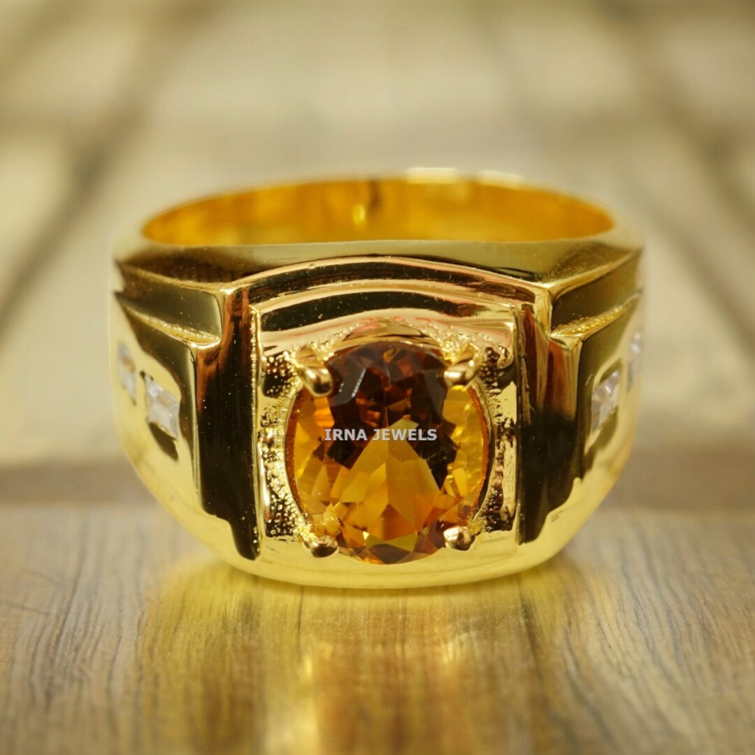Citrine Men's Ring , 925 Sterling Silver, AAA Quality Citrine Ring ...