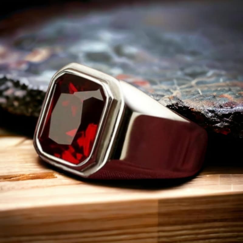 Garnet Ring Men - Etsy
