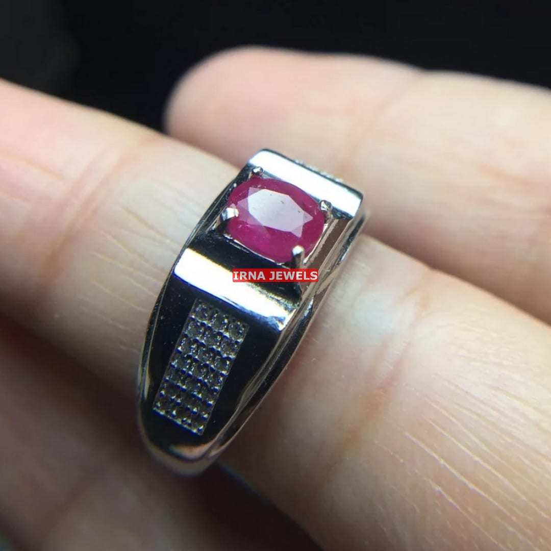 Ruby Men Ring, Solid 925 Sterling Silver, Mens Ring Gift, Promise Ring ...