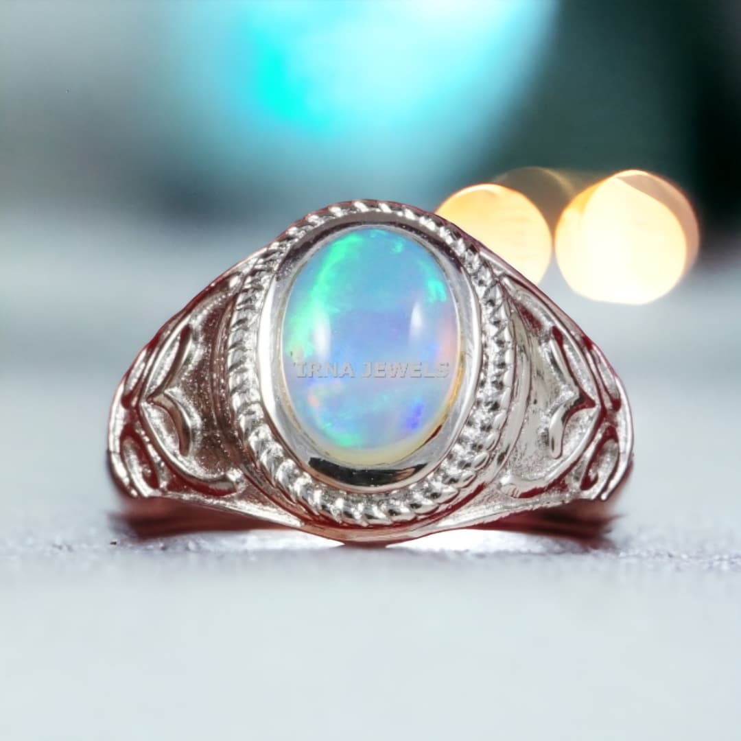 Opal Ring for Men, 925 Sterling Silver, AAA Quality Opal Gem Ring ...